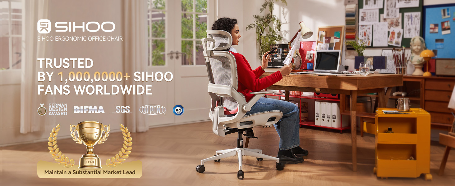 SIHOO B100 PRO Ergonomic Office Chair with Footrest, Mesh Office Chair ...